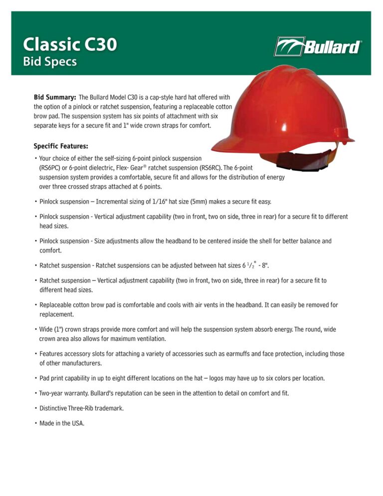 Nón bảo hộ Bullard C30 - Công Ty Bảo Hộ Lao Động Lasa